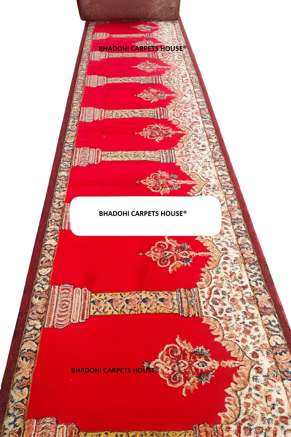 Red Color Masjid Prayer Carpet Roll – High-Pile 12mm Thick, Custom ...